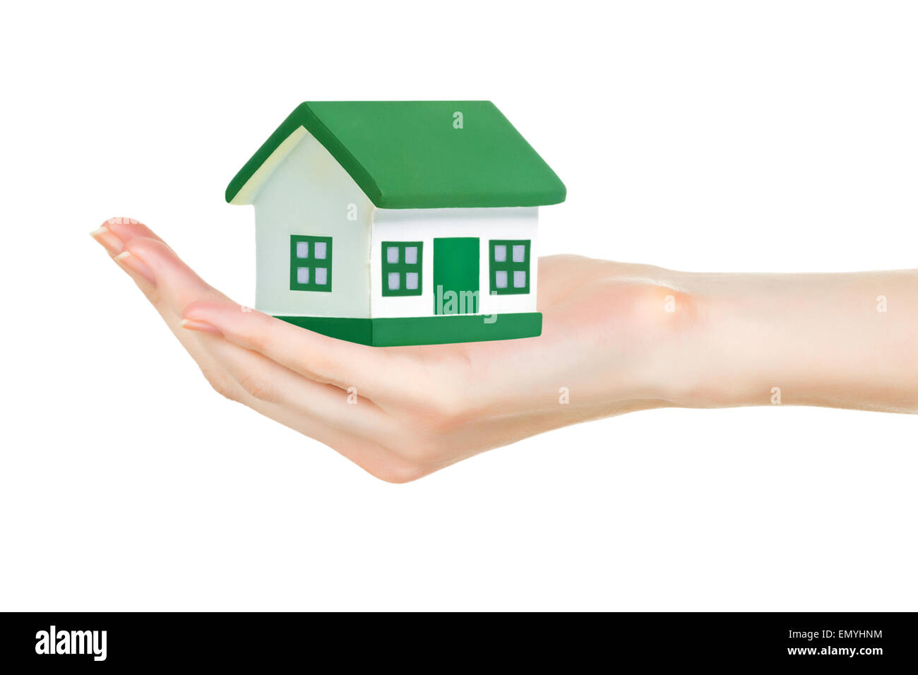 Green house in hand Stock Photo - Alamy