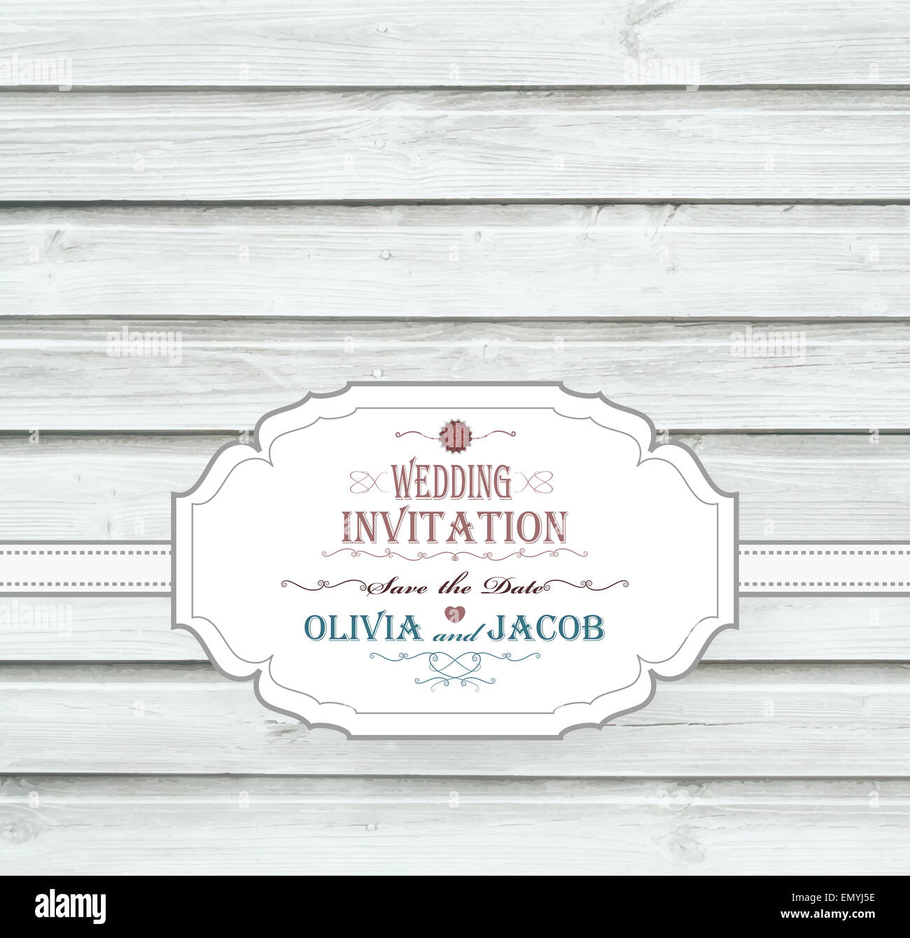 Vintage Wedding Invitation With Wooden Background And Title Inscription ...