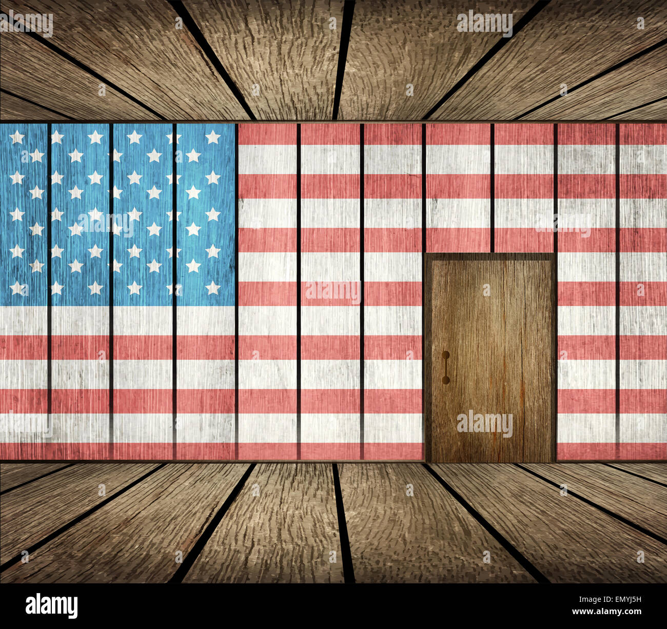 Wooden Room, Wall and Door In USA - US Immigration Background Stock ...