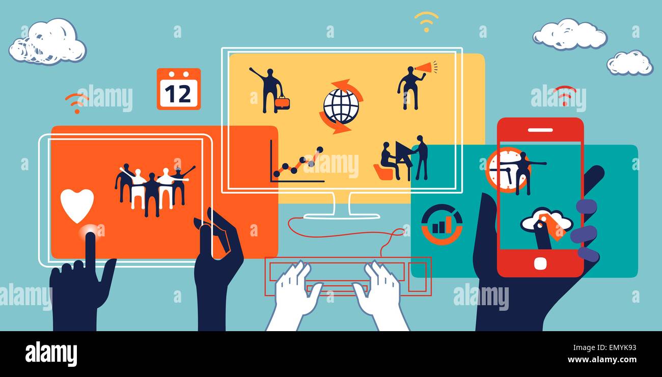 Business concept. Illustration of collaboration, teamwork and creative ...