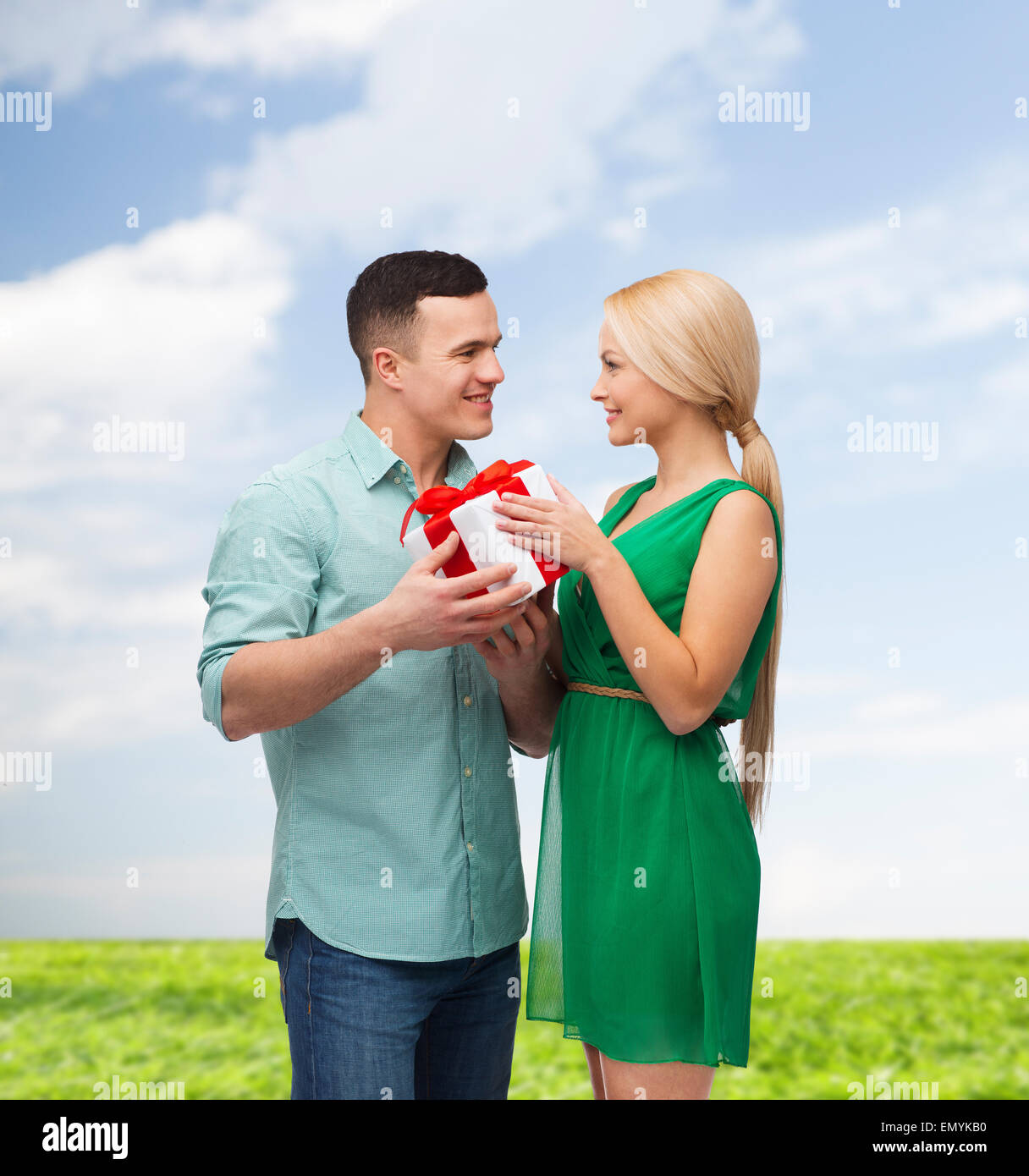 Smiling man present box hi-res stock photography and images - Alamy