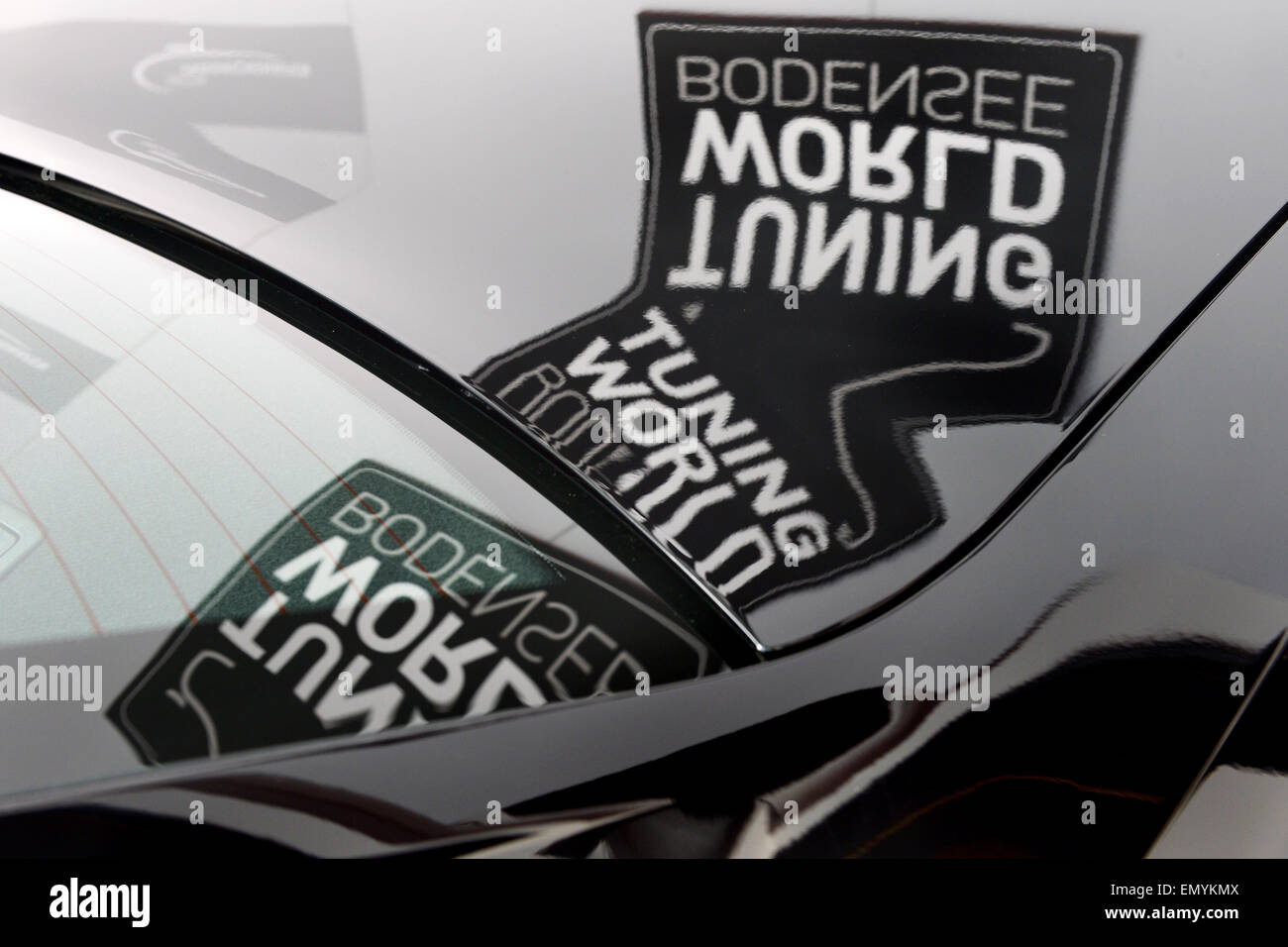 The logo of the Tuning world Bodensee exhibition is mirrored in the ...