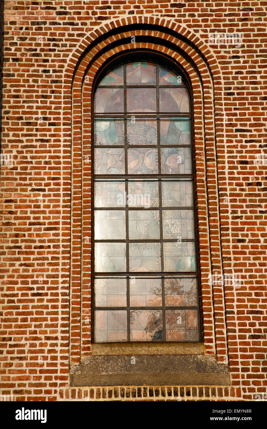 italy lombardy in the turbigo old church closed brick tower wall rose ...