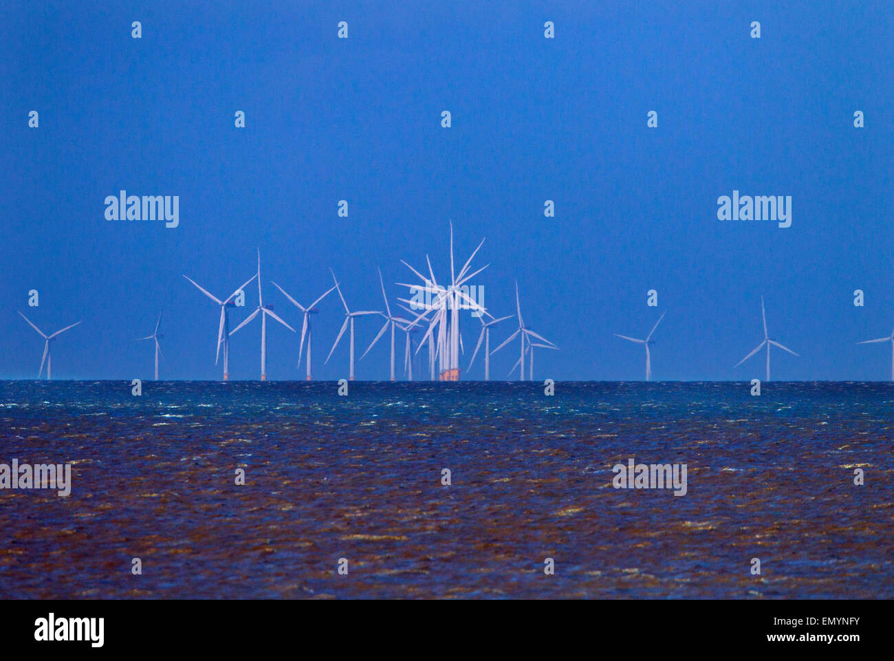 Lynn and Inner Dowsing Wind Farm in The Wash from Hunstanton Norfolk UK ...