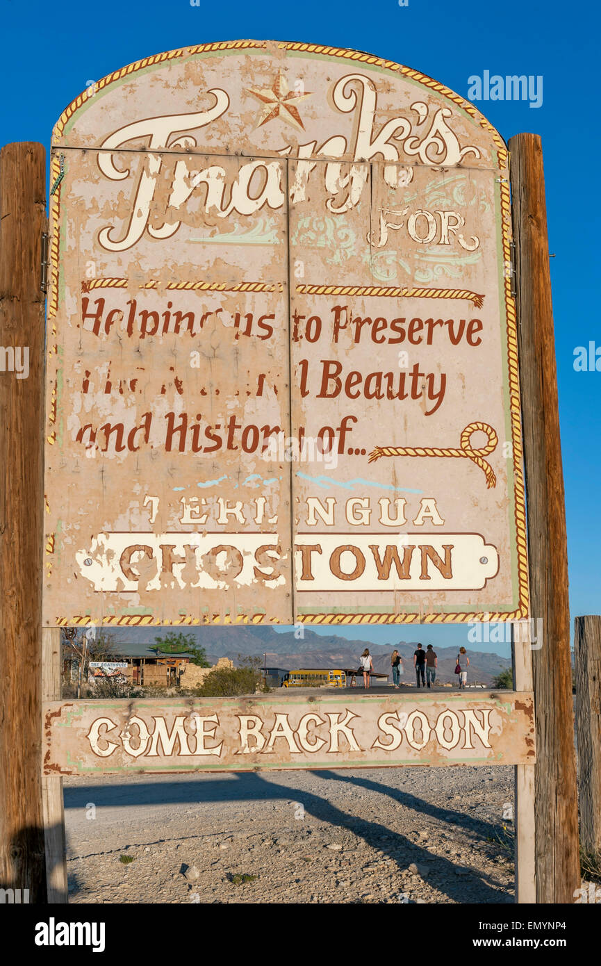 Ghost town sign. Terlingua, Big Bend National Park. Texas. USA Stock ...