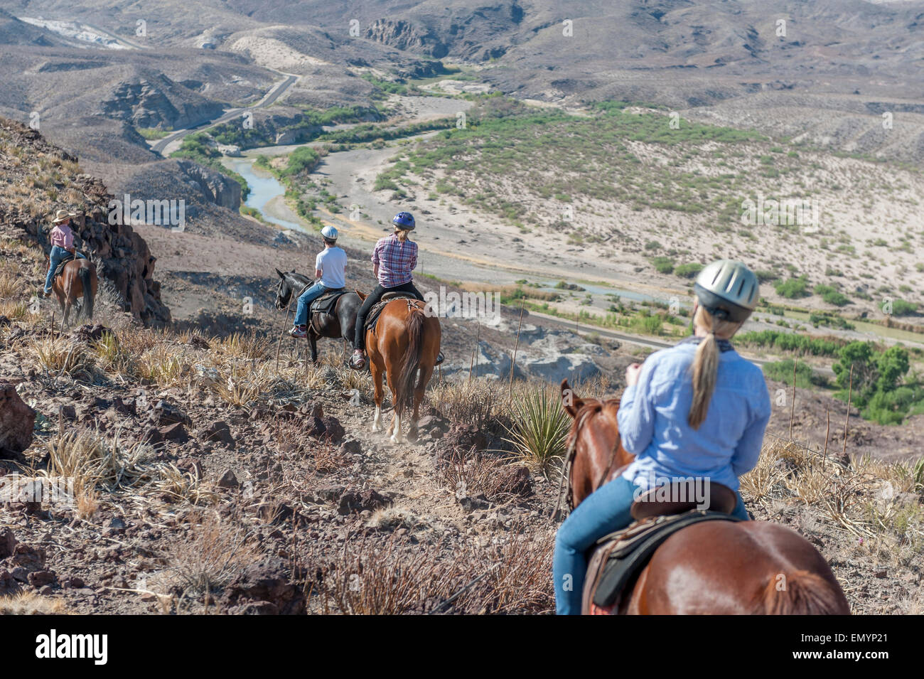 Horseback riding in Big Bend Ranch State Park. Texas. USA Stock Photo ...