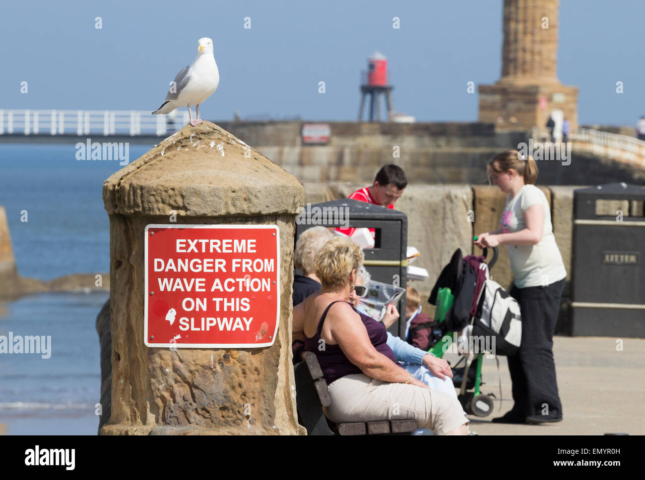 Whitby pier, Whitby, North Yorkshire, England. UK Stock Photo - Alamy