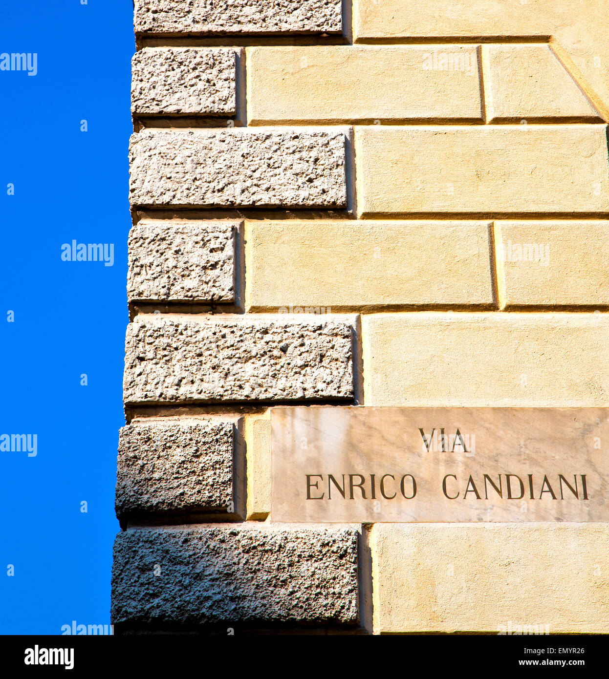 milan in italy old church concrete wall brick the abstract background ...