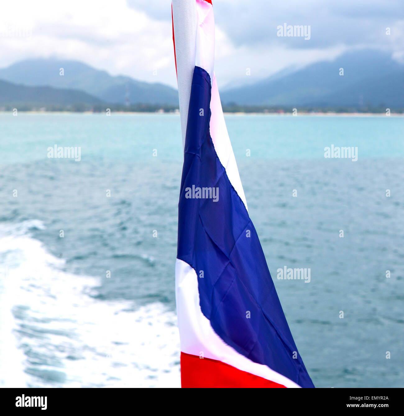 asia myanmar kho samui bay isle waving flag in thailand and south china ...