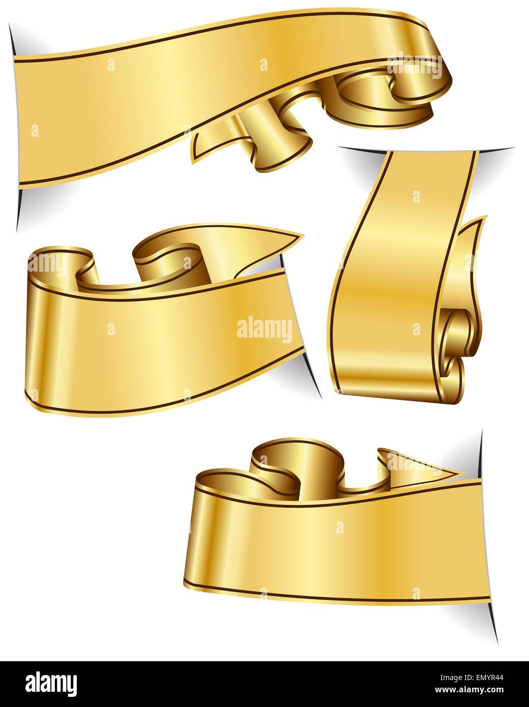 Gold ribbon collection Stock Photo - Alamy