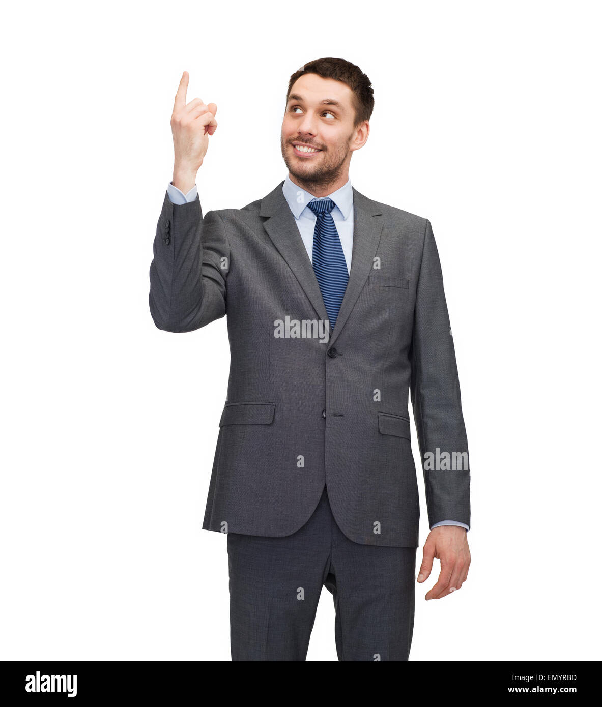 Handsome businessman pointing finger copy hi-res stock photography and ...