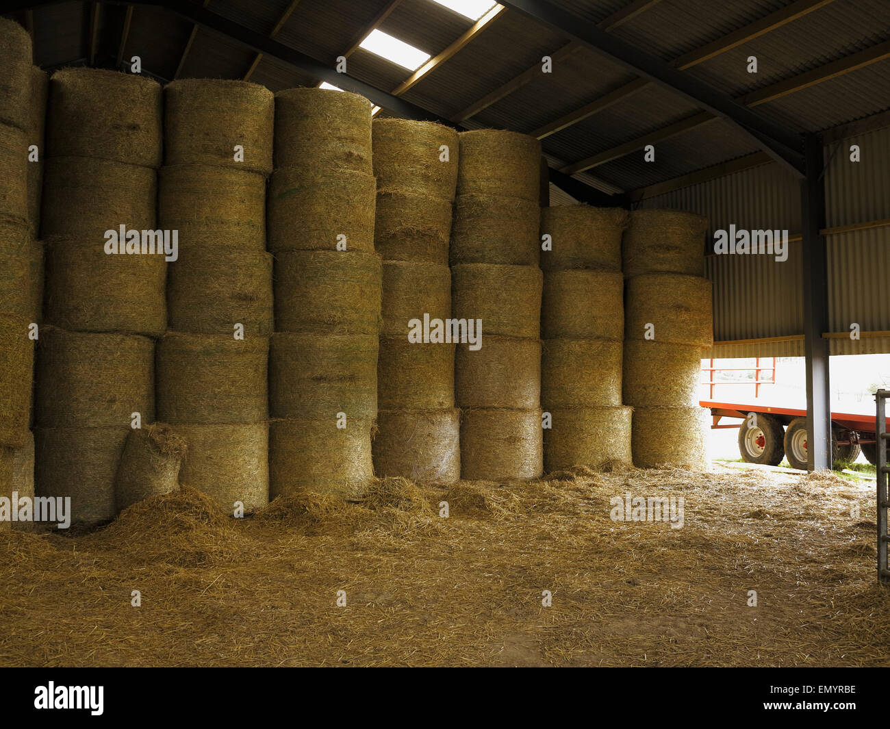 hay bale storage Somerset England UK Stock Photo - Alamy