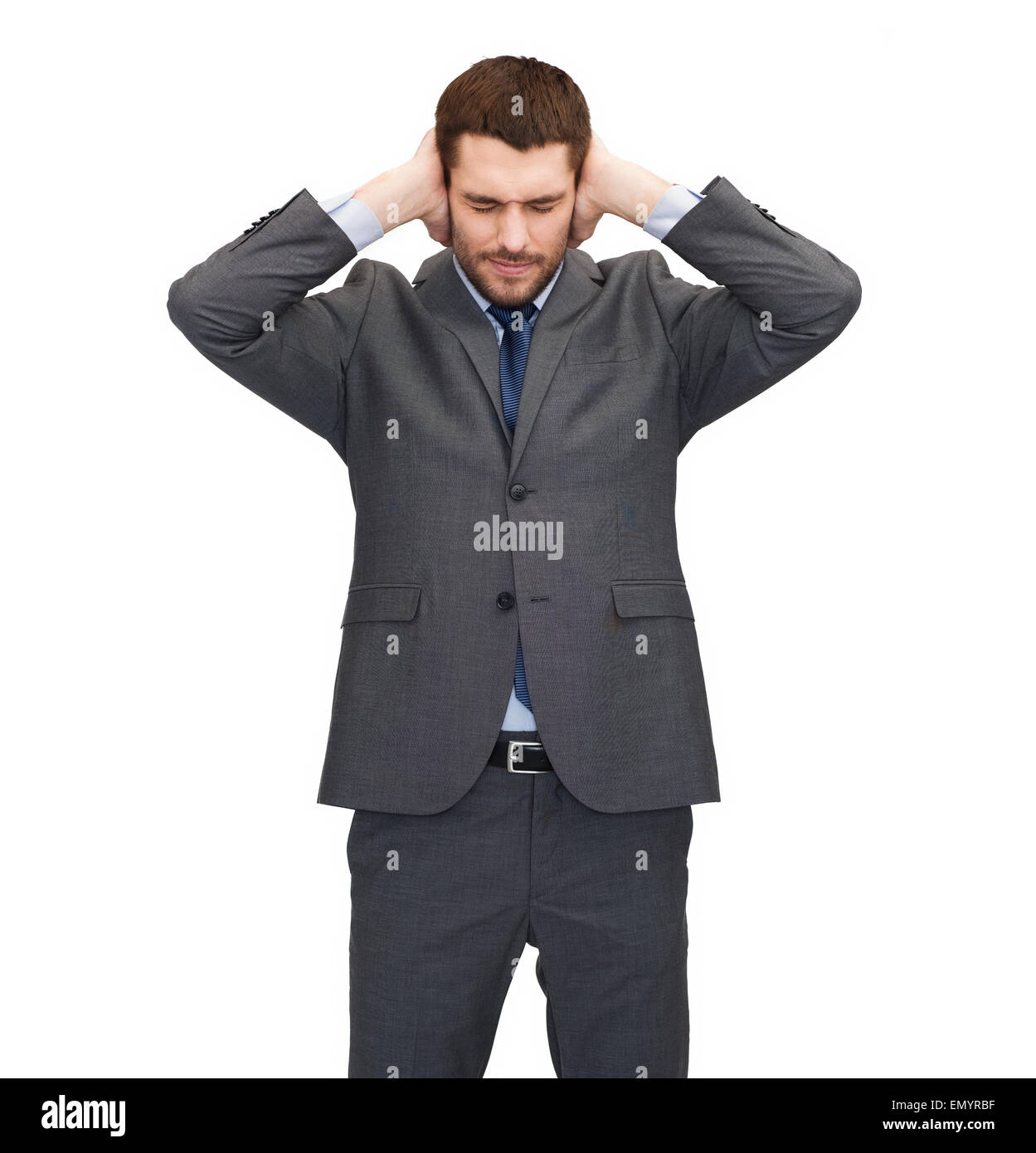 Business man covering his ears Cut Out Stock Images & Pictures - Alamy