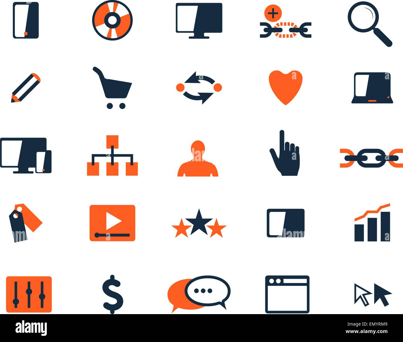 Business icon set. Software and web development, marketing, e-commerce ...