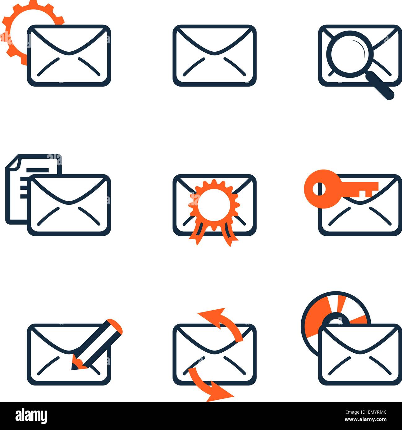 Icon set. Web development and SEO. Flat design. E-mail marketing Stock ...