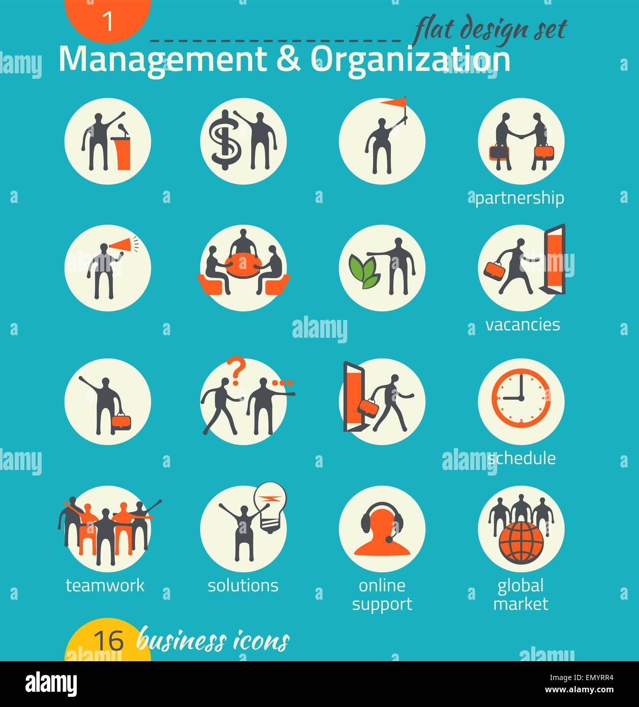 Business icon set. Management, human resources, marketing, e-commerce ...