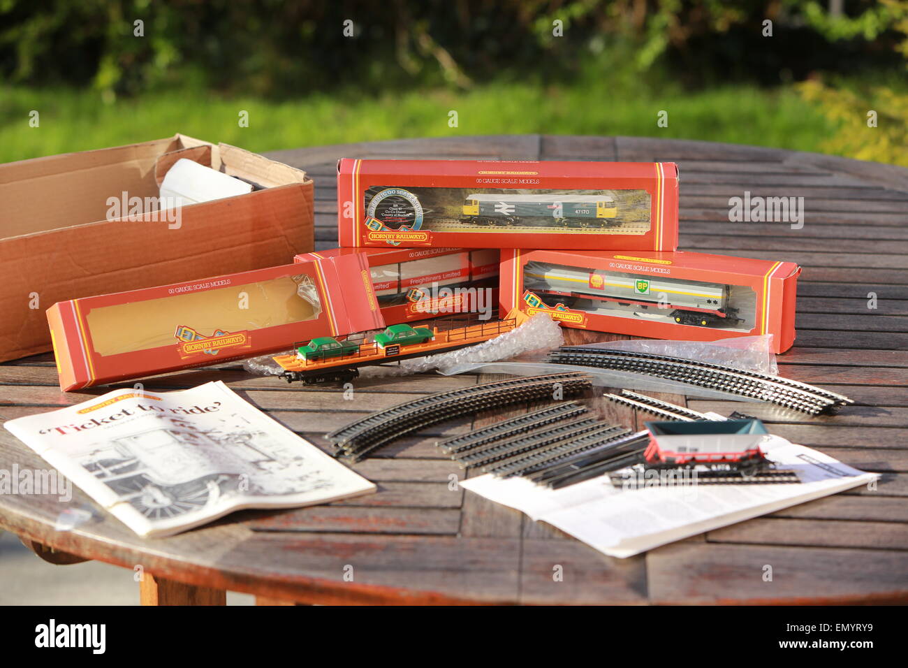 A series of images showing Model Railways, trains, locomotives, wagons ...