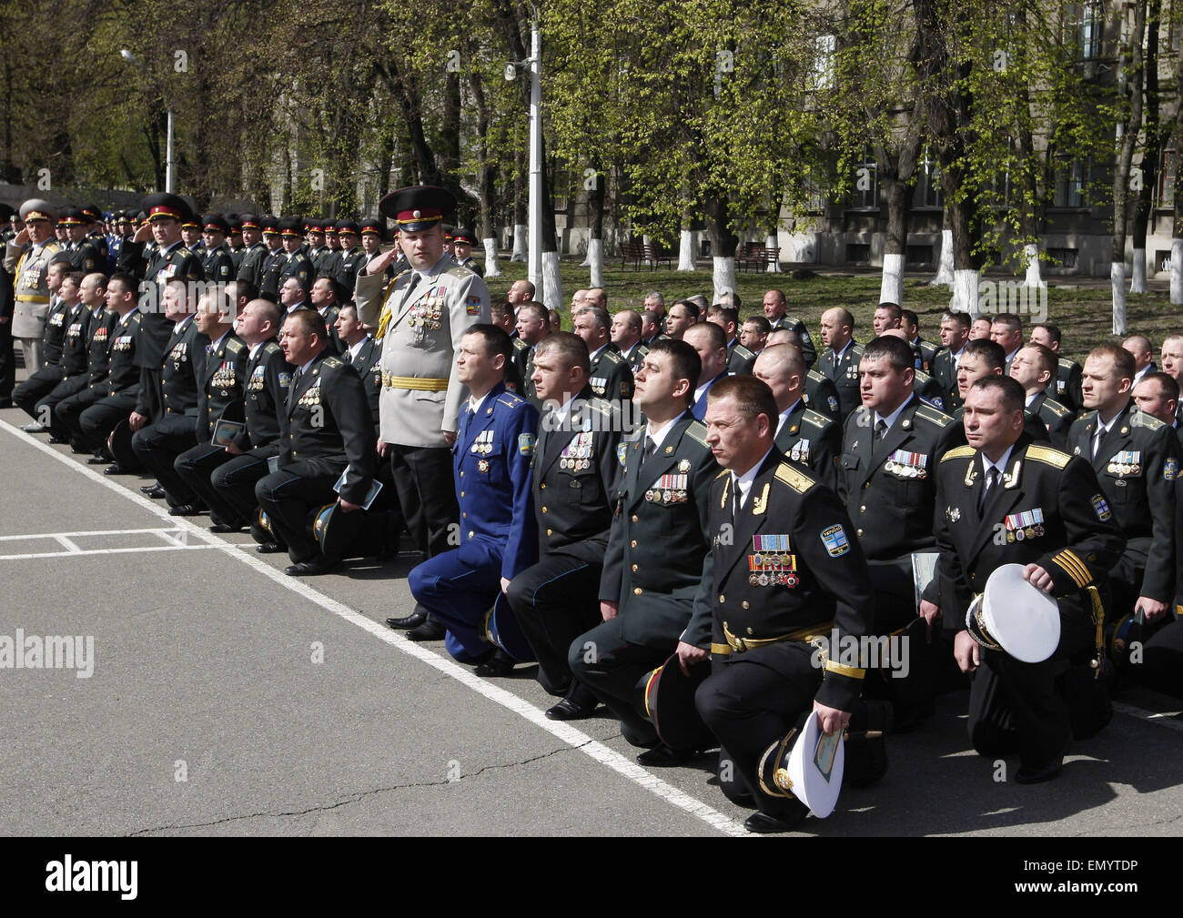 Kiev, Ukraine. 24th Apr, 2015. Ukrainian officers take part in a ...