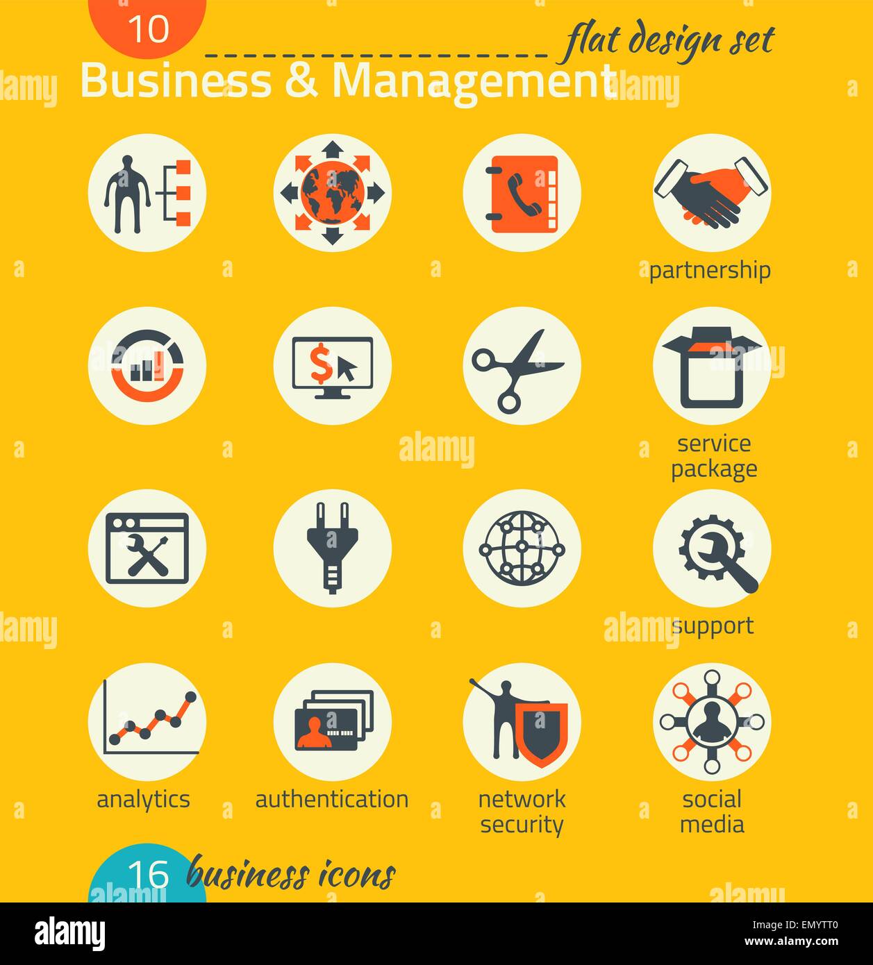 Business icon set. Software and web development, marketing, global ...