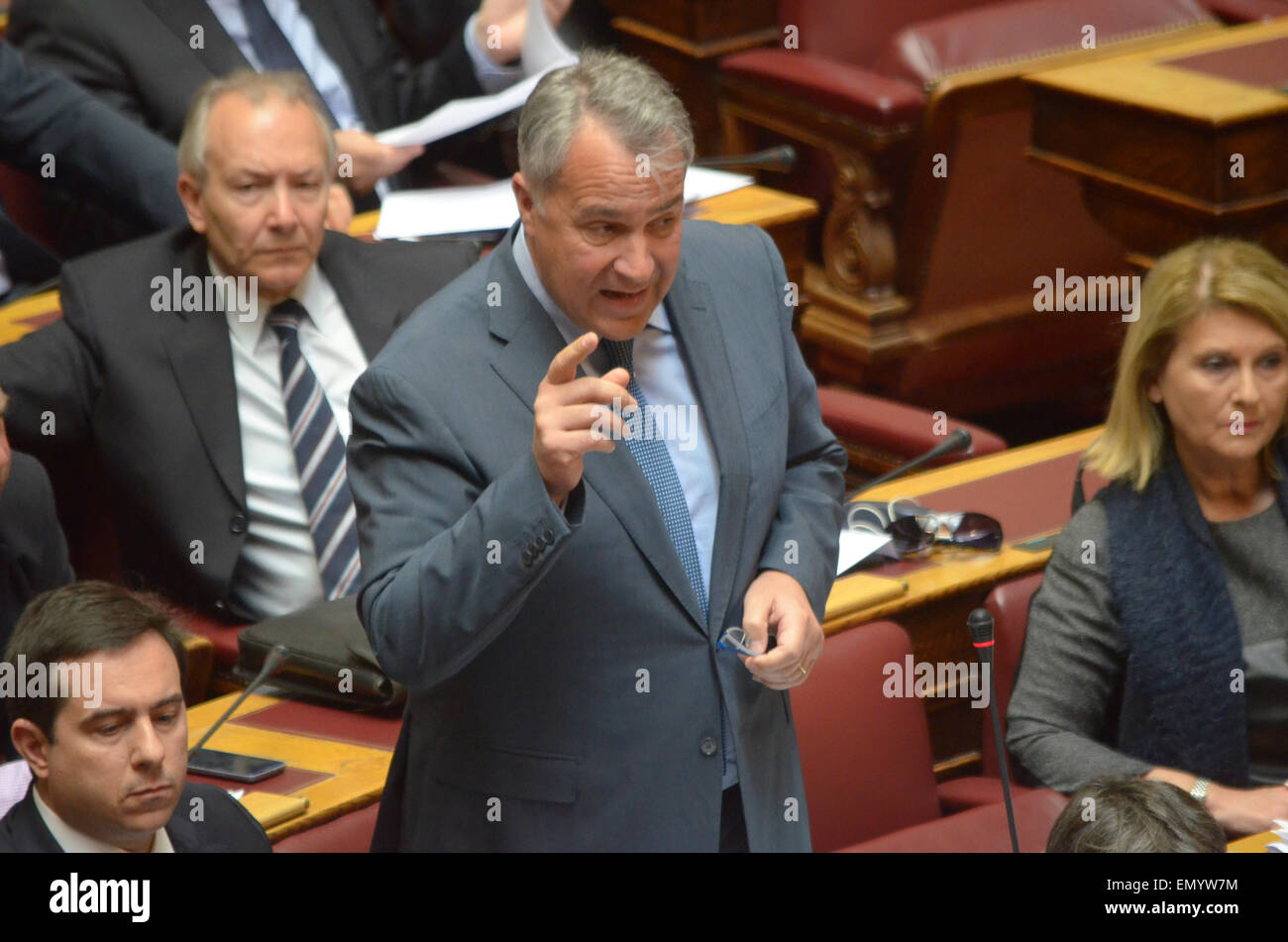 Mp with New Democracy Mavroudis (Makis) Voridis talks to the Greek ...