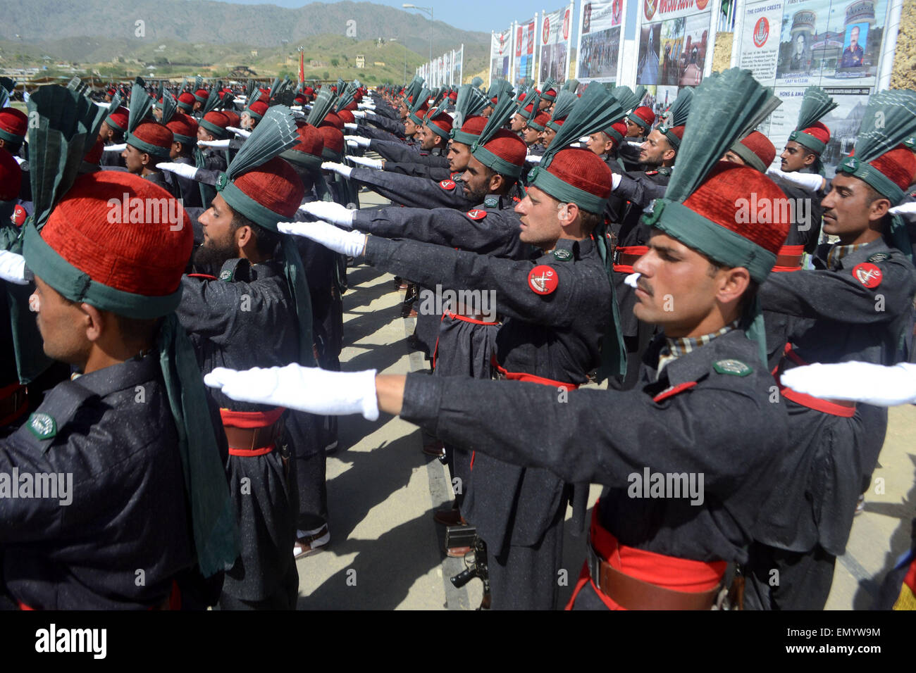 Peshawar. 24th Apr, 2015. Pakistani Frontier Corps cadets perform ...