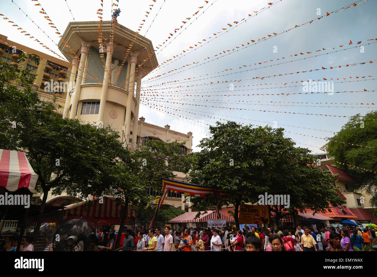 Flag decorations at Buddhist Maha Vihara Temple during Wesak day at ...