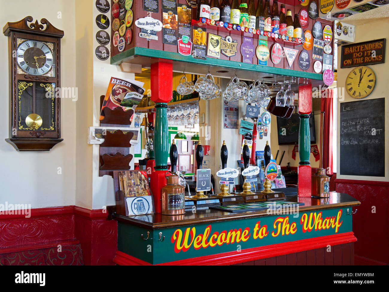 The bar of the Wharf pub in Macclesfield, Cheshire, England UK Stock ...
