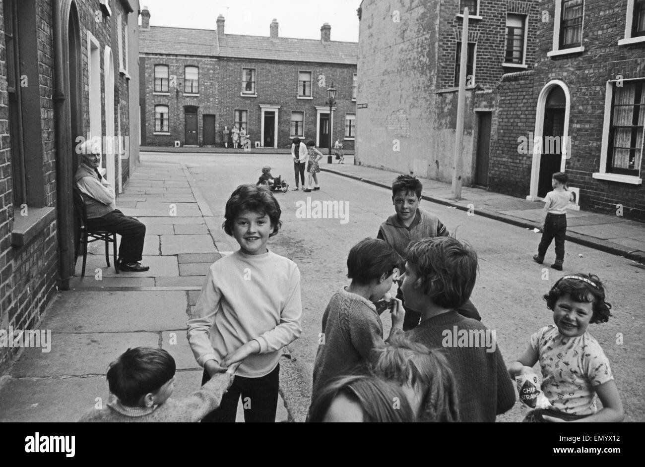 Children seen here playing in the back streets of Belfast. Circa 1966 ...