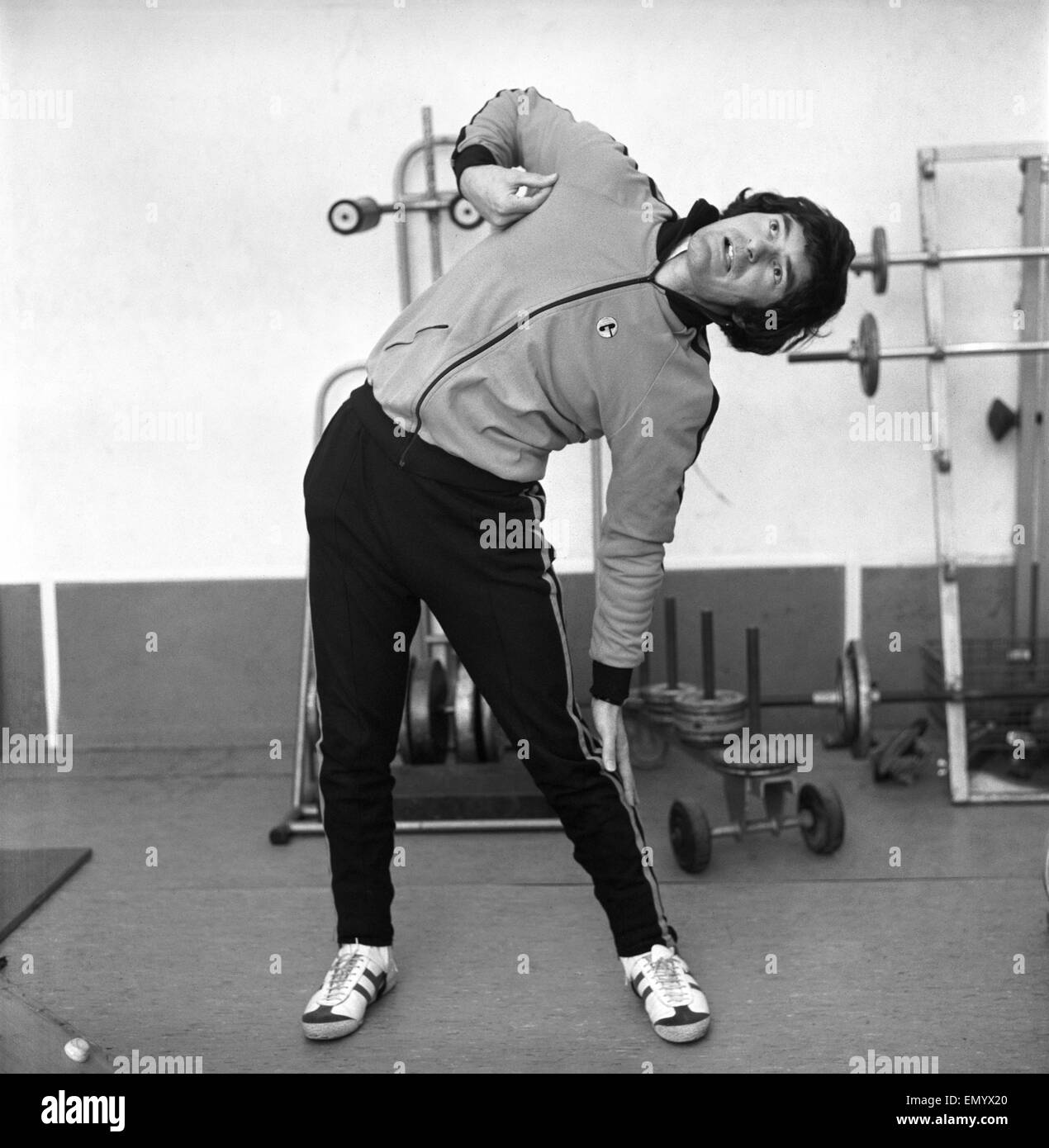 Cricketer Alan Knott in the gym. February 1976 Stock Photo - Alamy