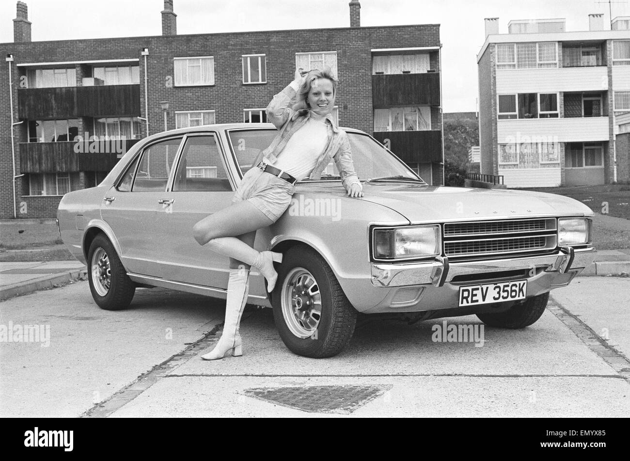 Reveille model Holly Davenport seen here posing with a Ford Consul ...