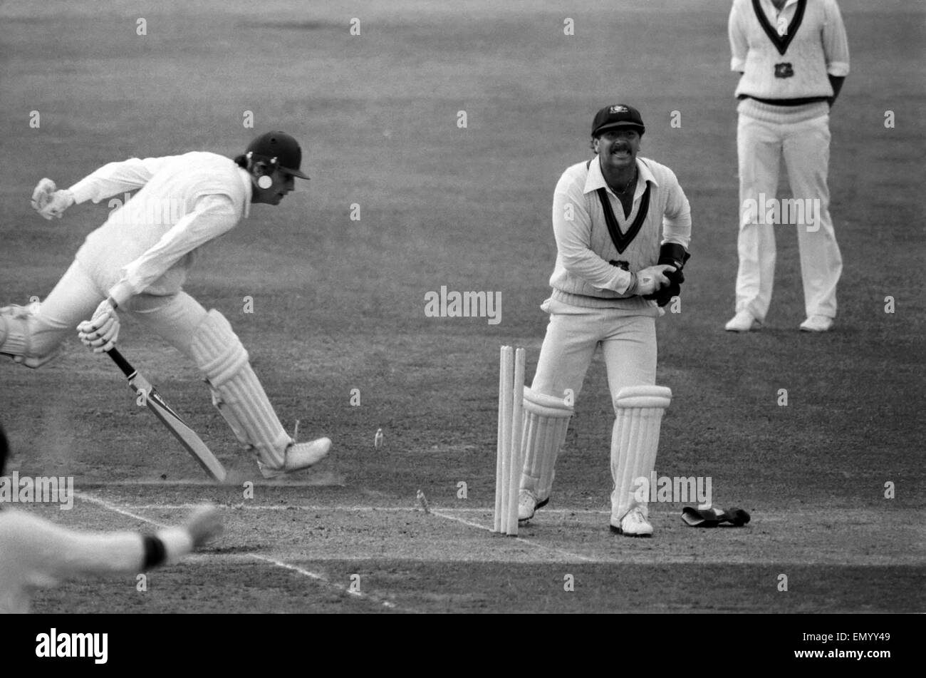 The Ashes. England v. Australia at Lords. Action during the test match ...