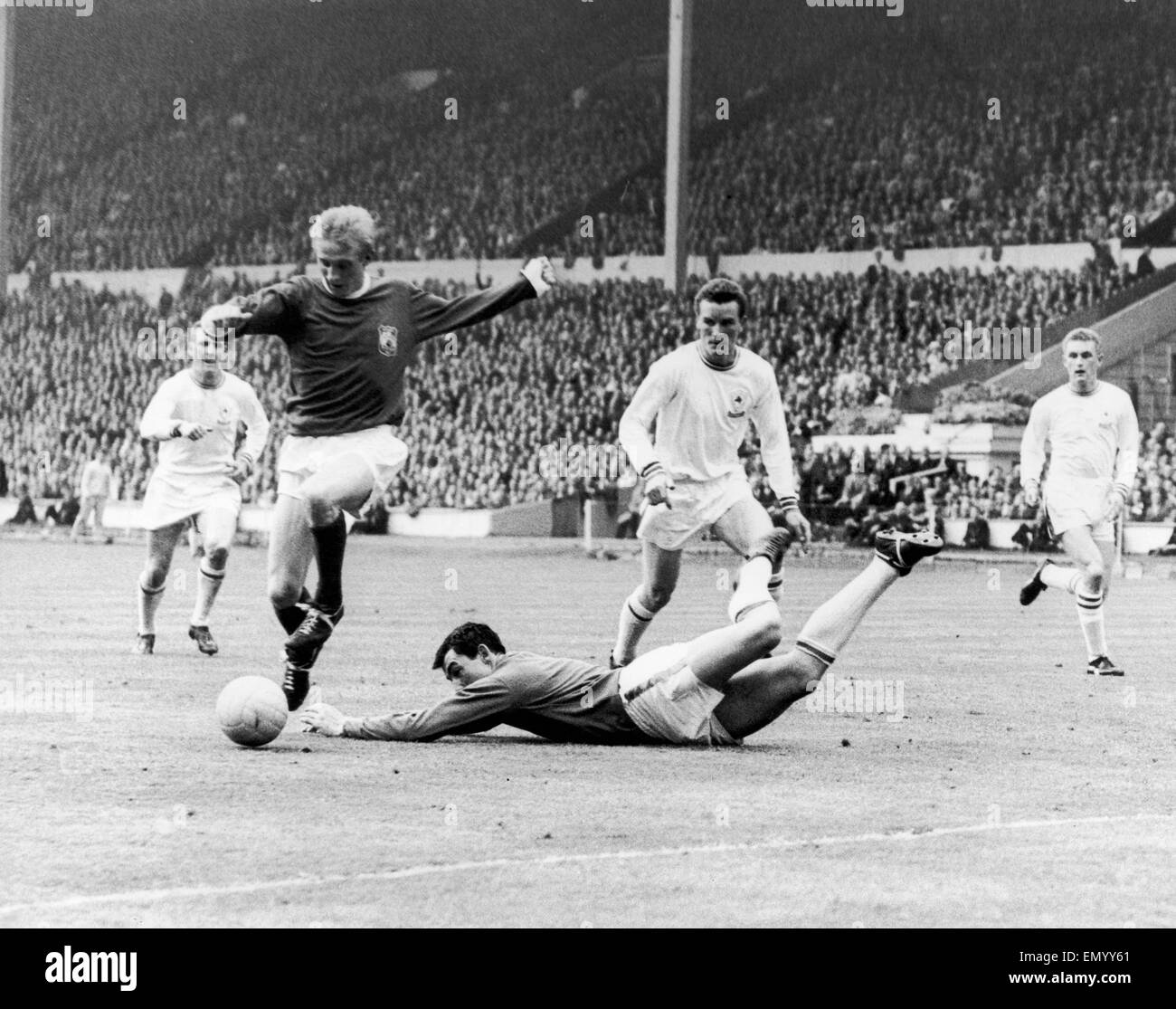 FA Cup Final 1963 Manchester United v Leicester City. Denis Law beats ...
