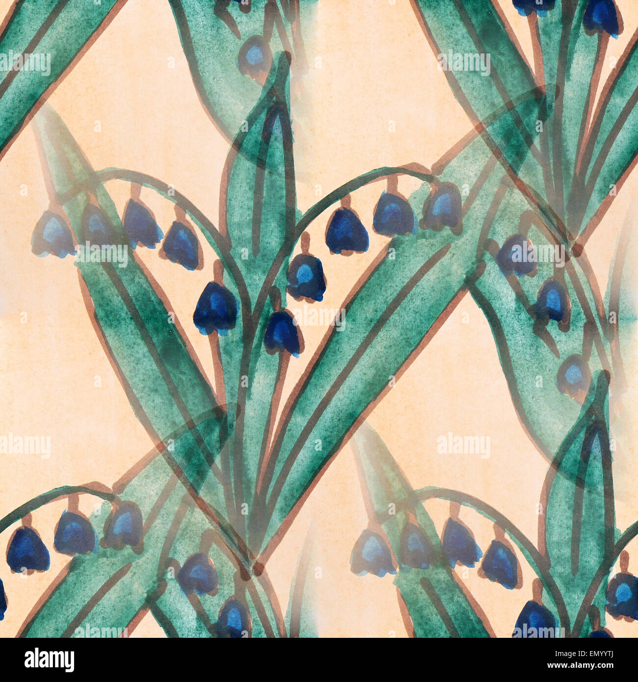 seamless texture blue bell watercolor flowers wallpaper Stock Photo - Alamy