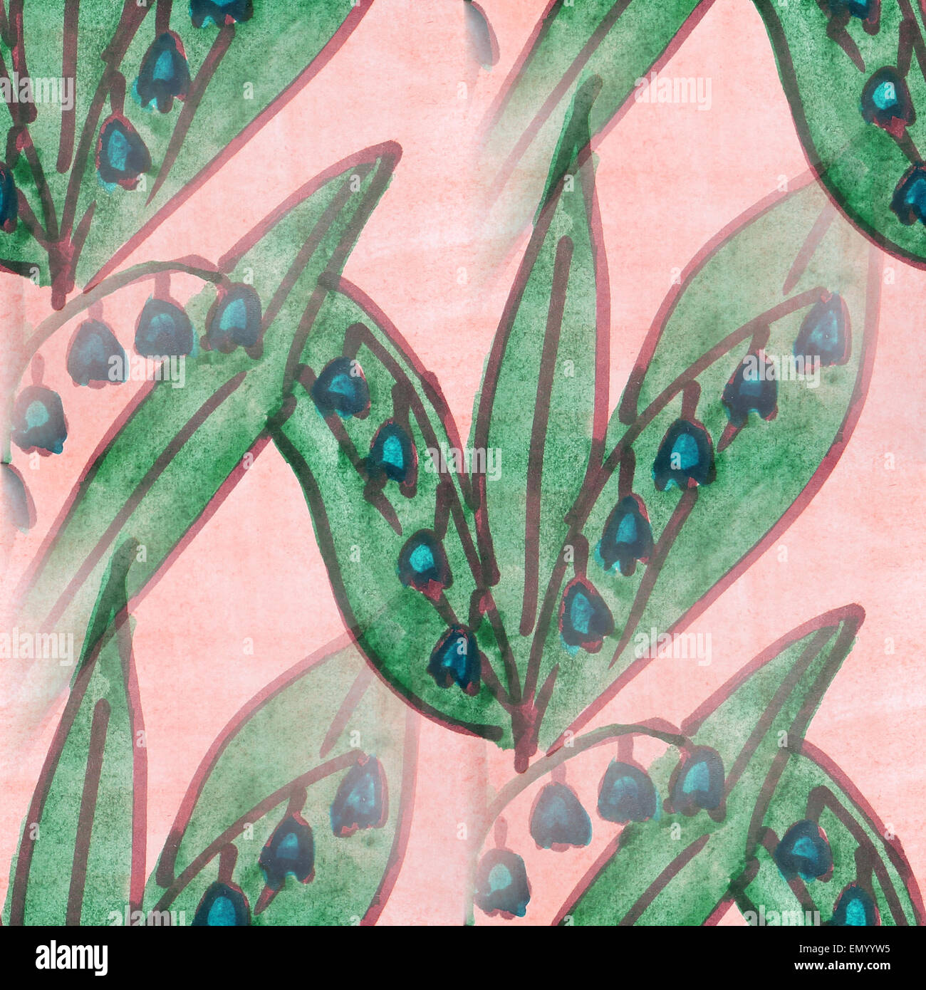 seamless texture blue bell watercolor flowers wallpaper Stock Photo - Alamy