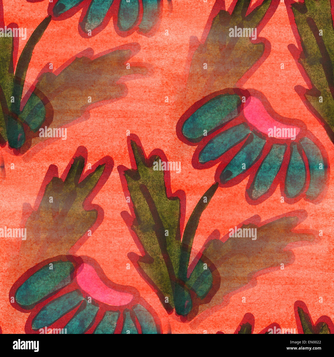 seamless texture blue chamomile watercolor flowers wallpaper Stock ...