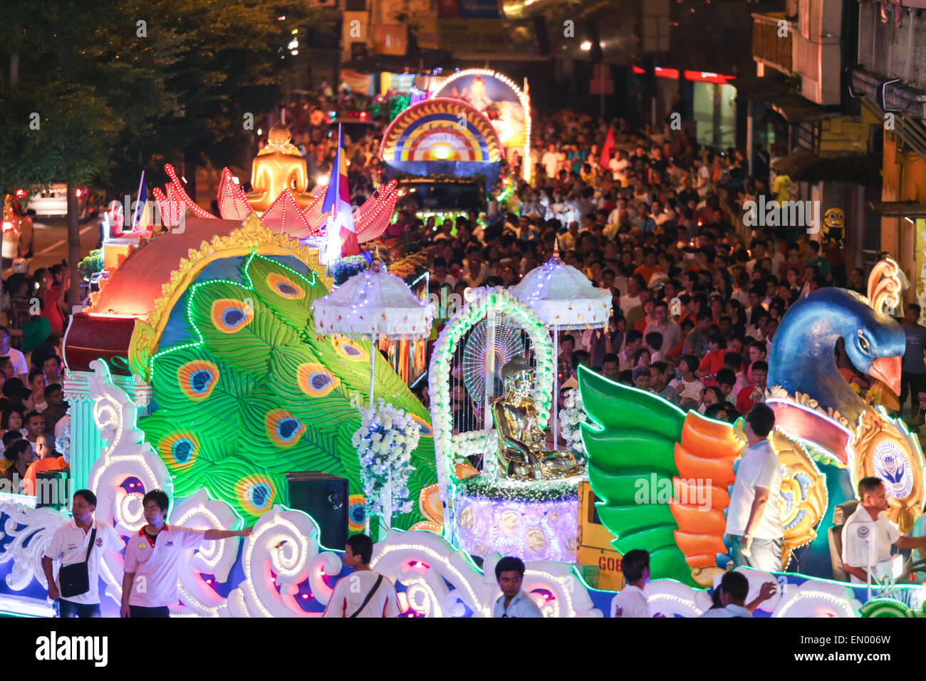 Peacock themed Wesak day procession floats at Petaling street, Kuala ...