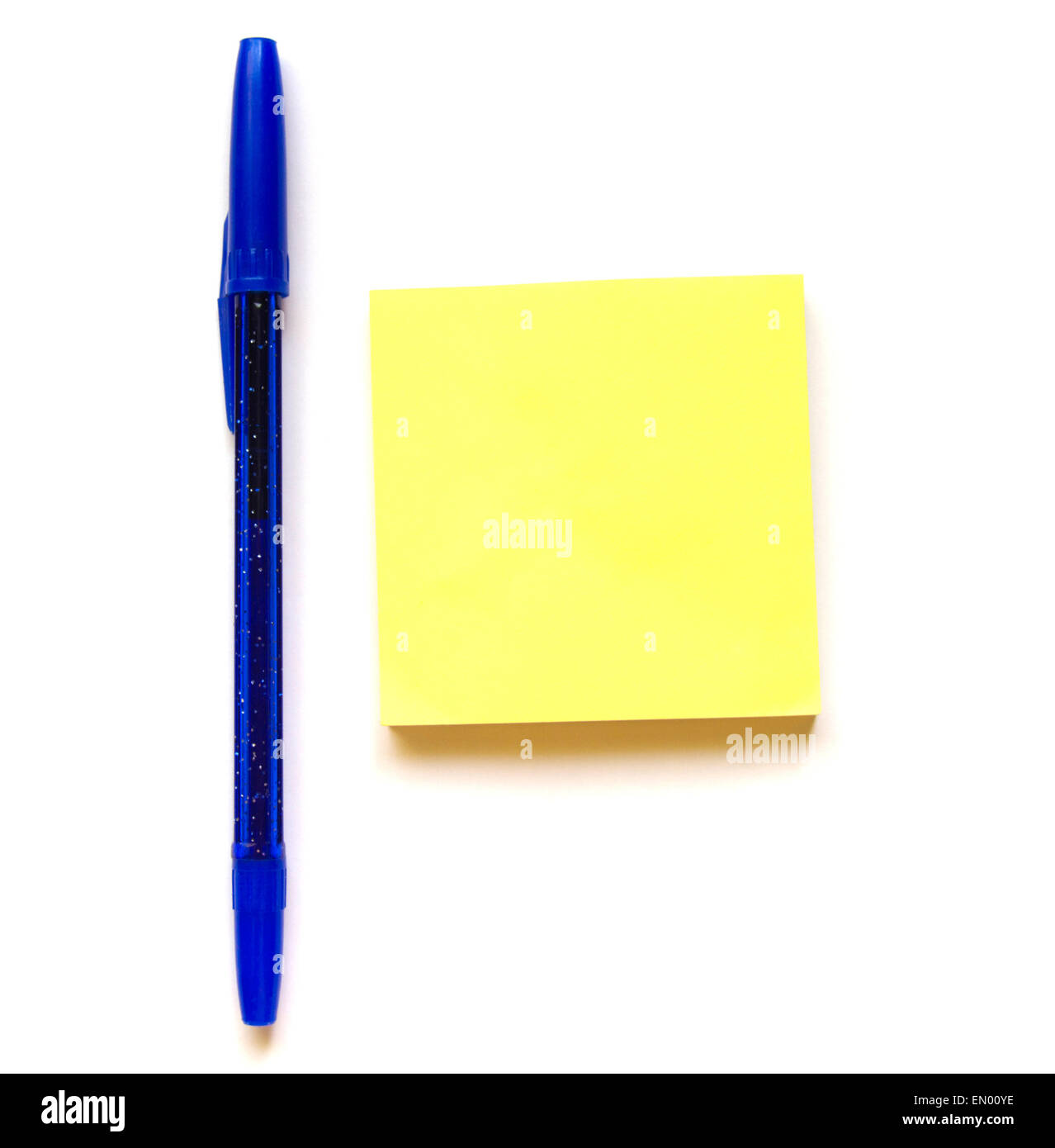 Blue pen and note Stock Photo - Alamy