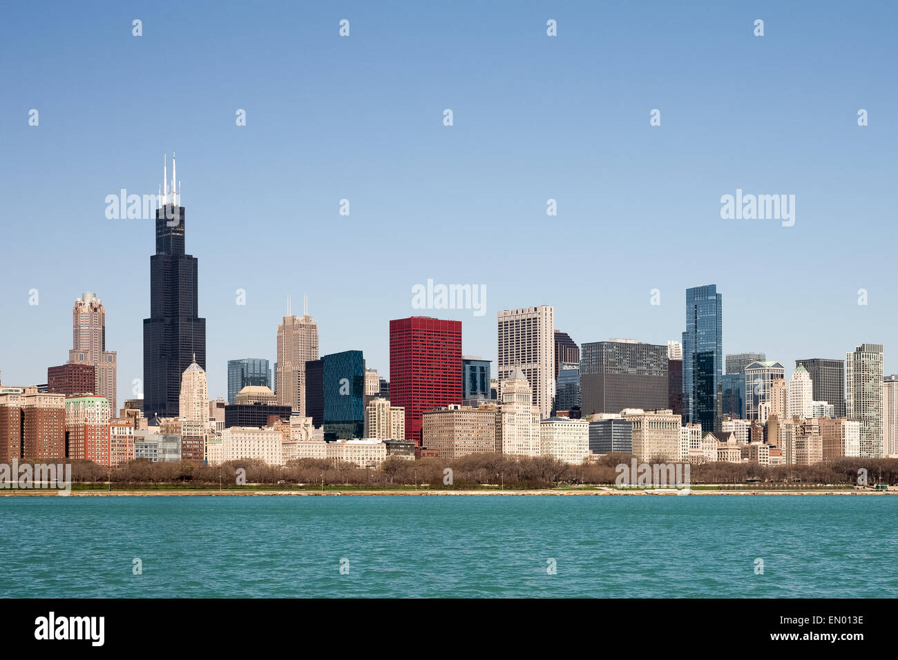 Chicago Skyline captured on a sunny spring morning showcasing the city ...