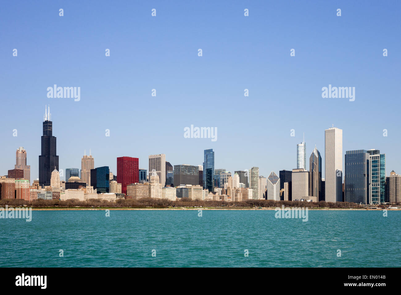 Chicago Skyline captured on a sunny spring morning showcasing the city ...