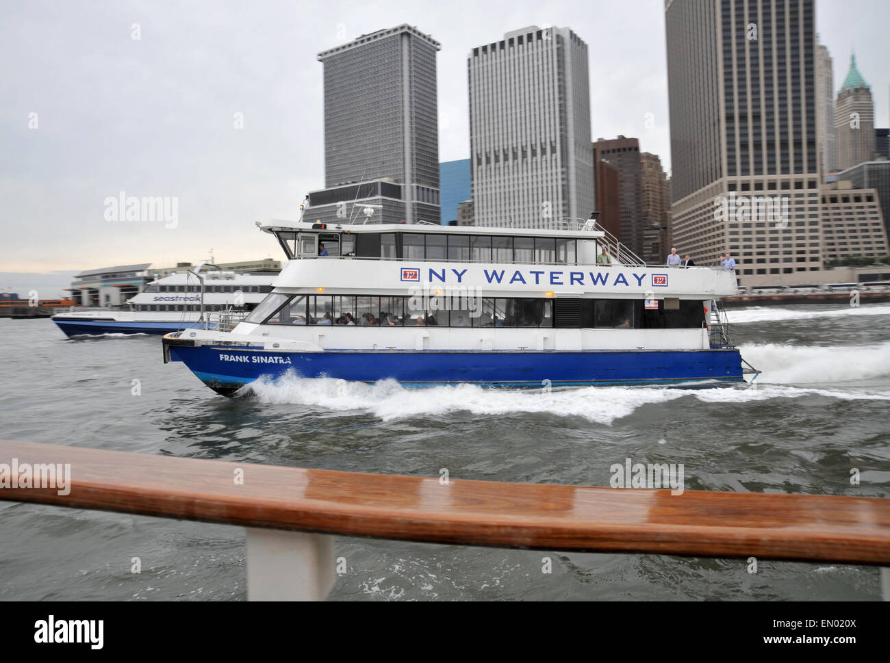 NY Waterways fast catamaran ferry off Manhattan, New York City Stock ...