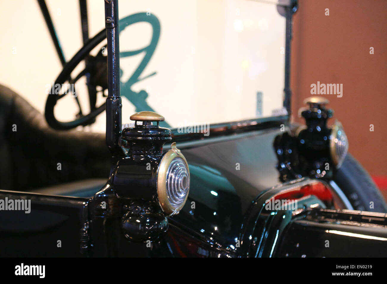 Pair of head lamp of the Ford Model T model 1915 vintage car on display ...