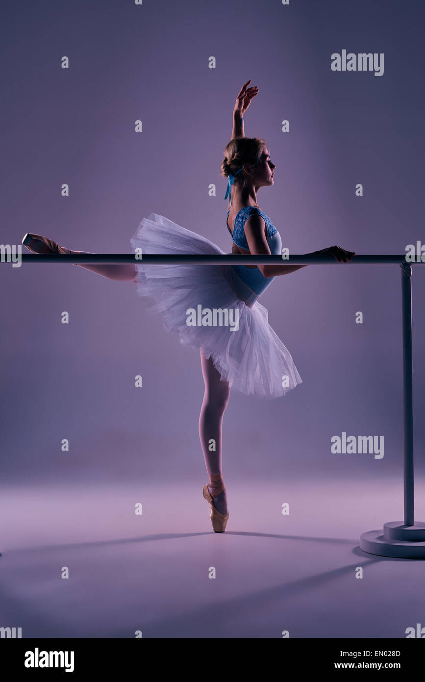 classic ballerina posing at ballet barre Stock Photo - Alamy