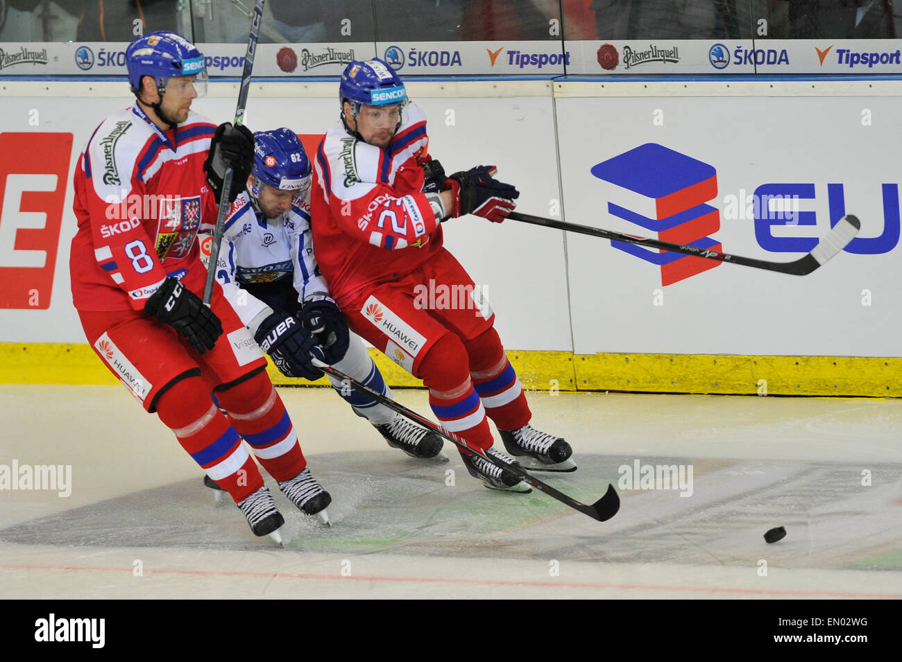 From left: Jan Hejda of Czech Republic, Oskar Osala of Finland and ...
