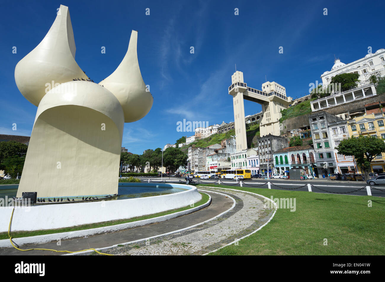 Salvador Bahia Brazi city skyline view from Cairu Plaza in the Lower ...