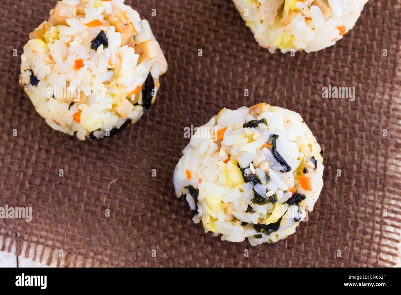 Hawaiian rice balls mixed with spam, carrots, pineapple and sauteed ...