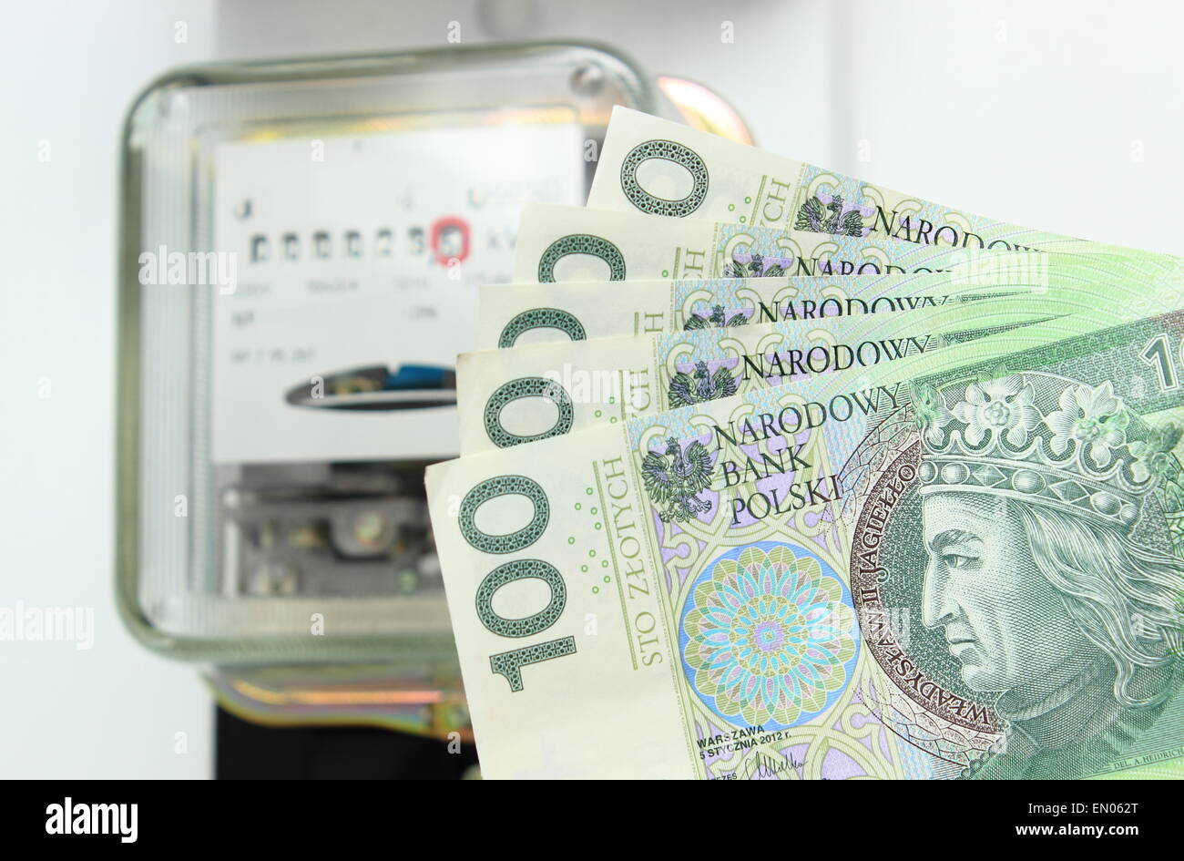 Money and electric energy meter old electromechanical type, power meter ...