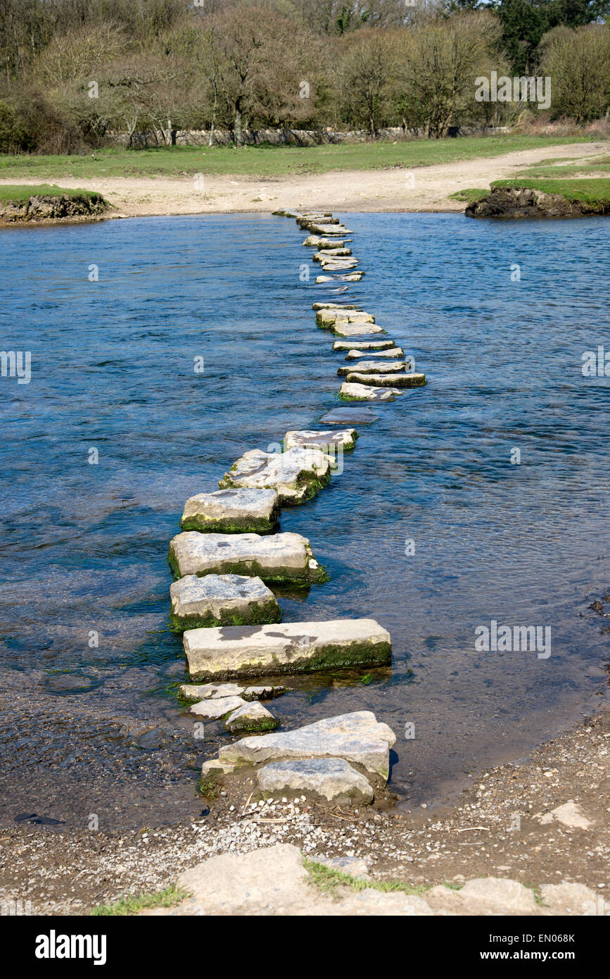Stepping stones across the River Ogmore in South Wales UK Stock Photo ...