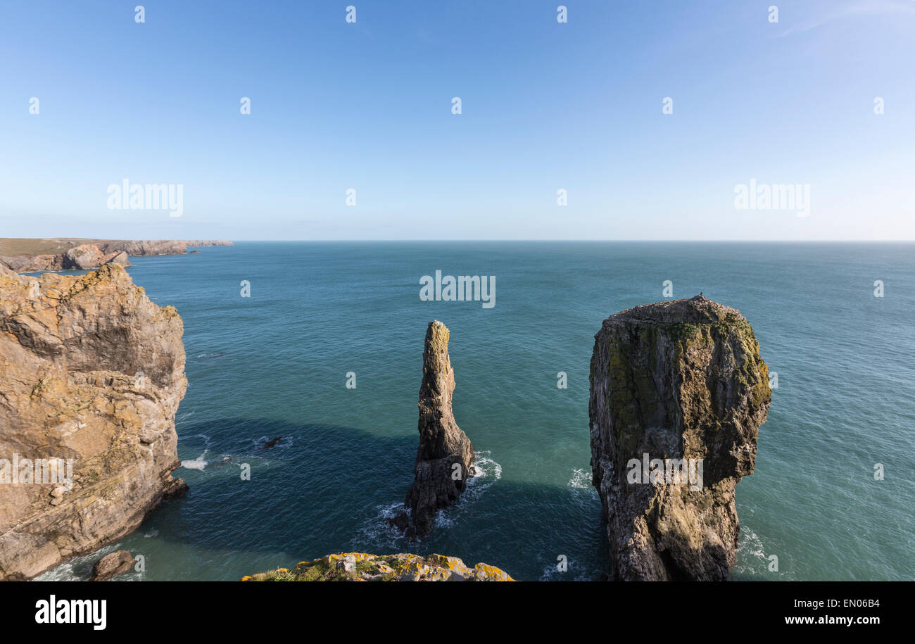 Stack Rocks and Pen-y-Holt in Pembrokeshire Coast National Park, Wales ...