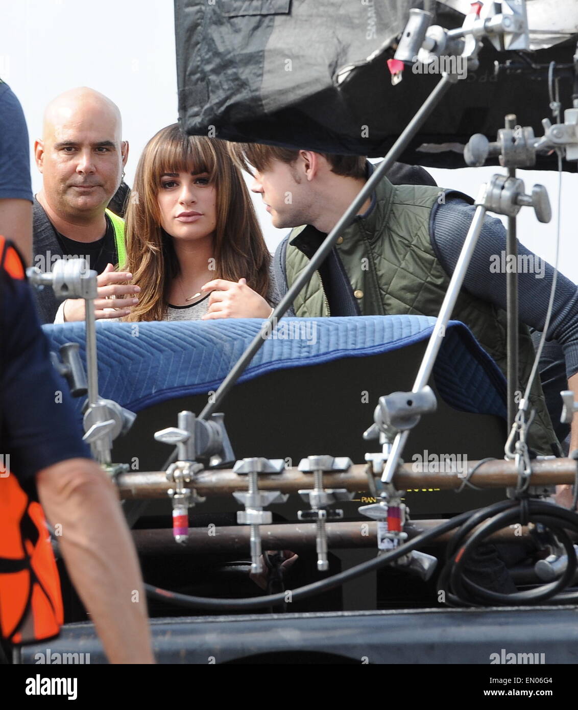 Actress Lea Michele and Chord Overstreet performing a duet for a new ...
