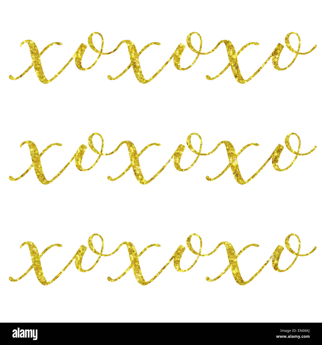 Xoxo Hugs And Kisses Glittery Gold Faux Foil Metallic Inspirational